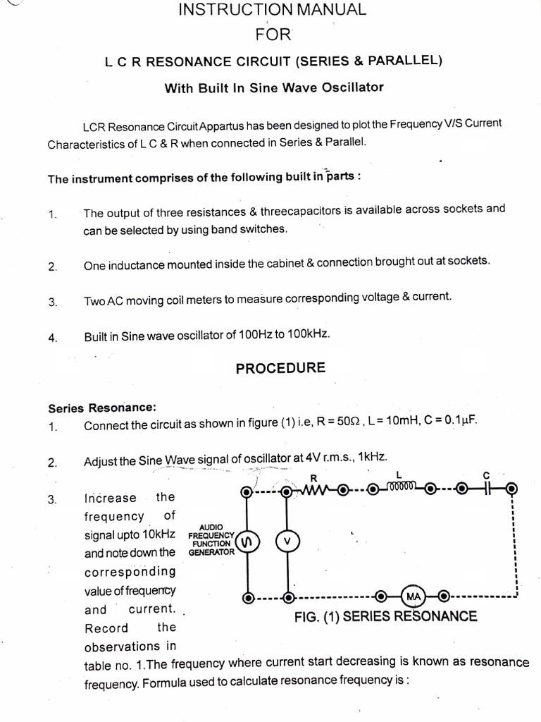 LCR Experiment | PDF | Resonance | Electronic Oscillator
