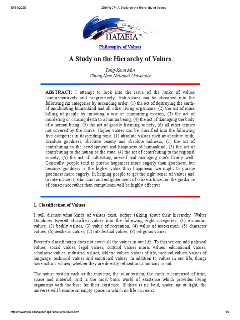 Hierarchy of Values Explained | PDF | Good And Evil | Value (Ethics)
