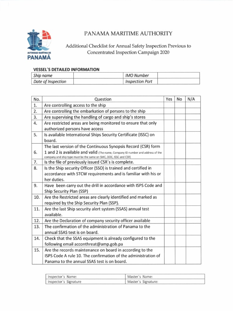 Isps Cic Checklist | PDF | Shipping | Water Transport
