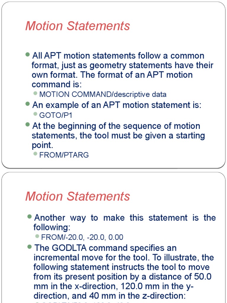 Lecture 7 - Computer Assisted Part Programming - Motion Statements | PDF | Industrial Processes ...