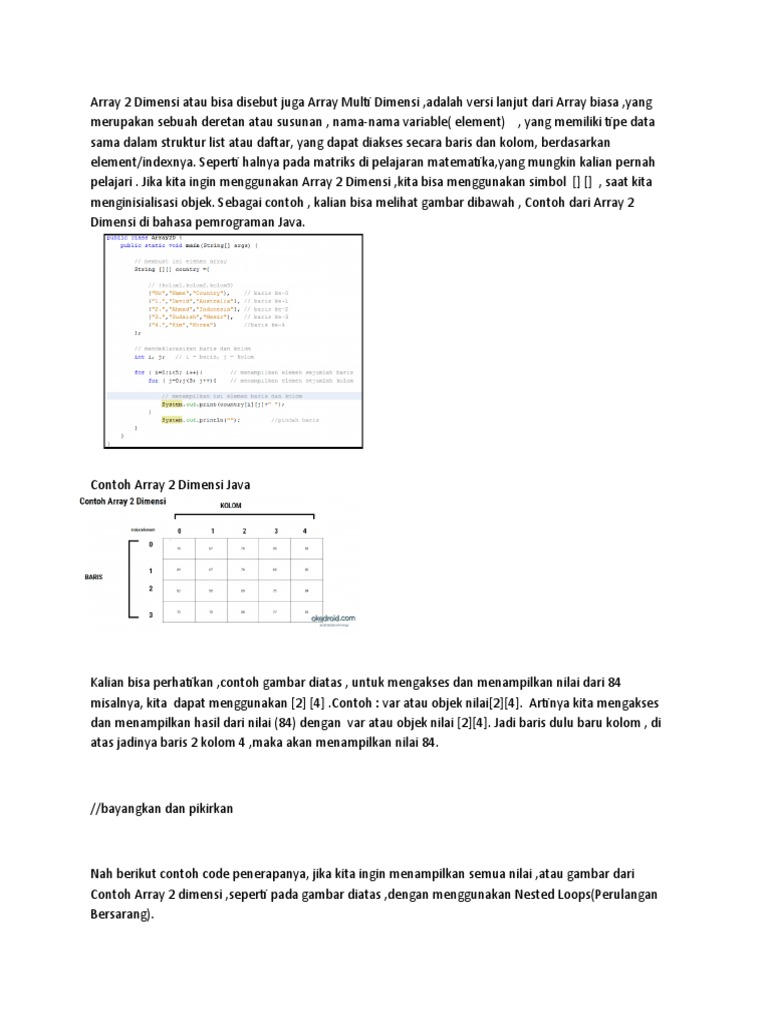 Array 2 Dimensi | PDF