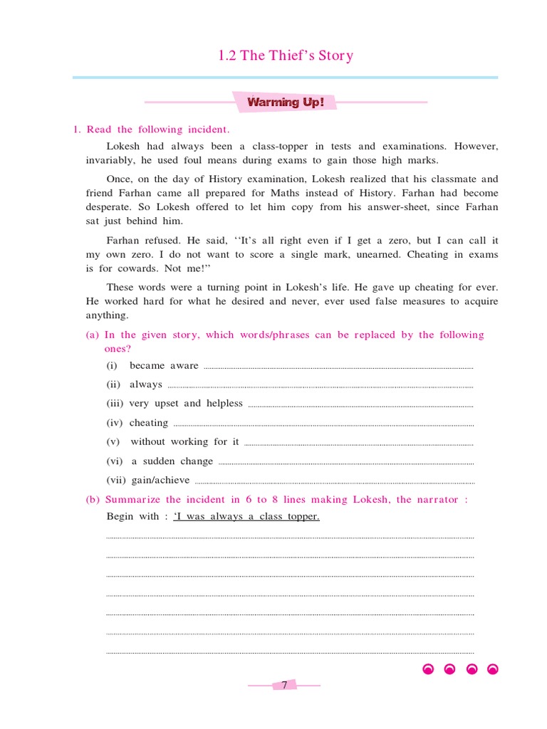 1.2 The Thief's Story: 1. Read The Following Incident | PDF | Test ...