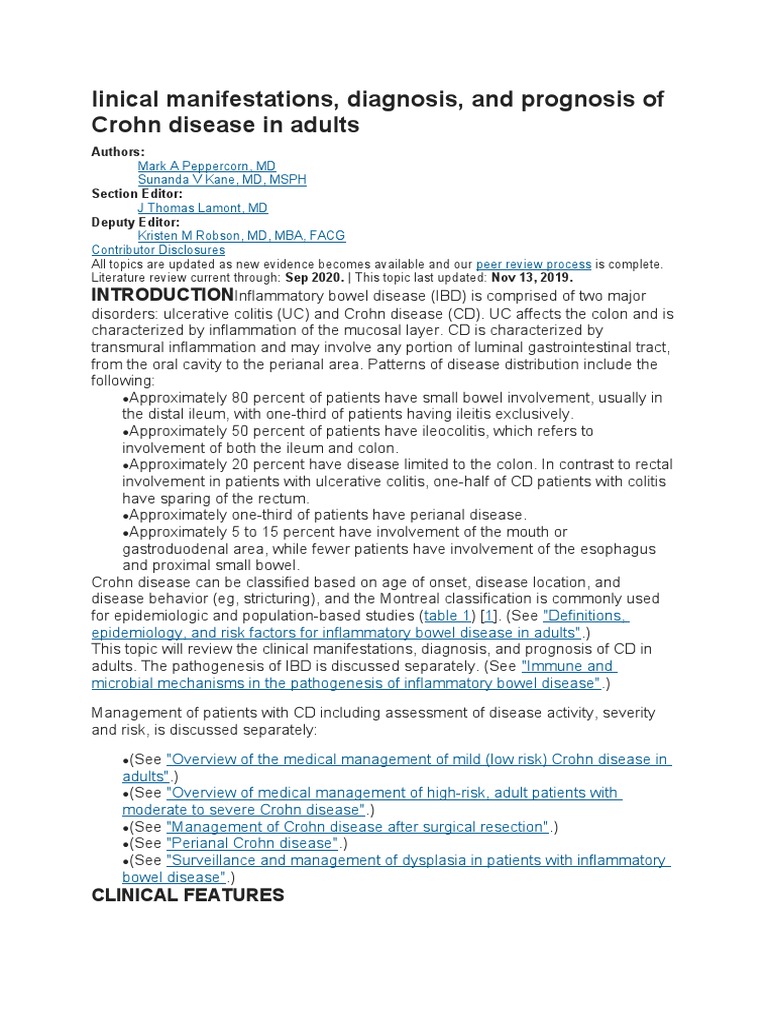 Boala Crohn Clinical Manifestations | PDF | Inflammatory Bowel Disease ...