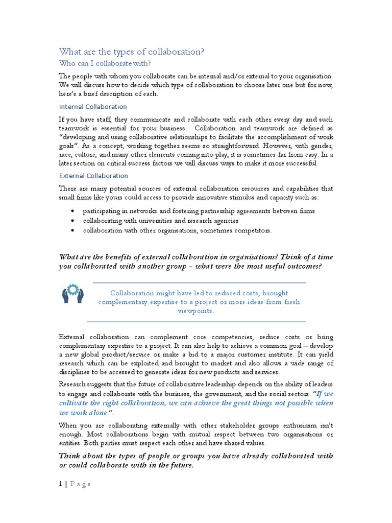 What Are The Types of Collaboration?: Who Can I Collaborate With? | PDF ...