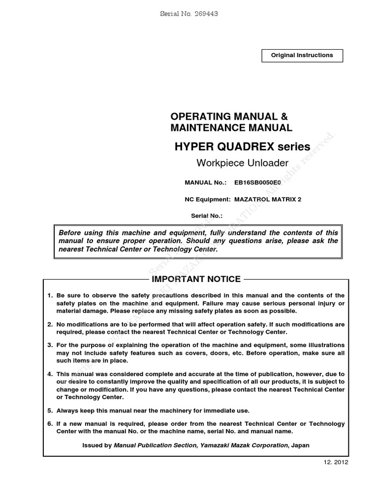 Hyper Quadrex Series: Operating Manual & Maintenance Manual | PDF | Mechanical Engineering ...