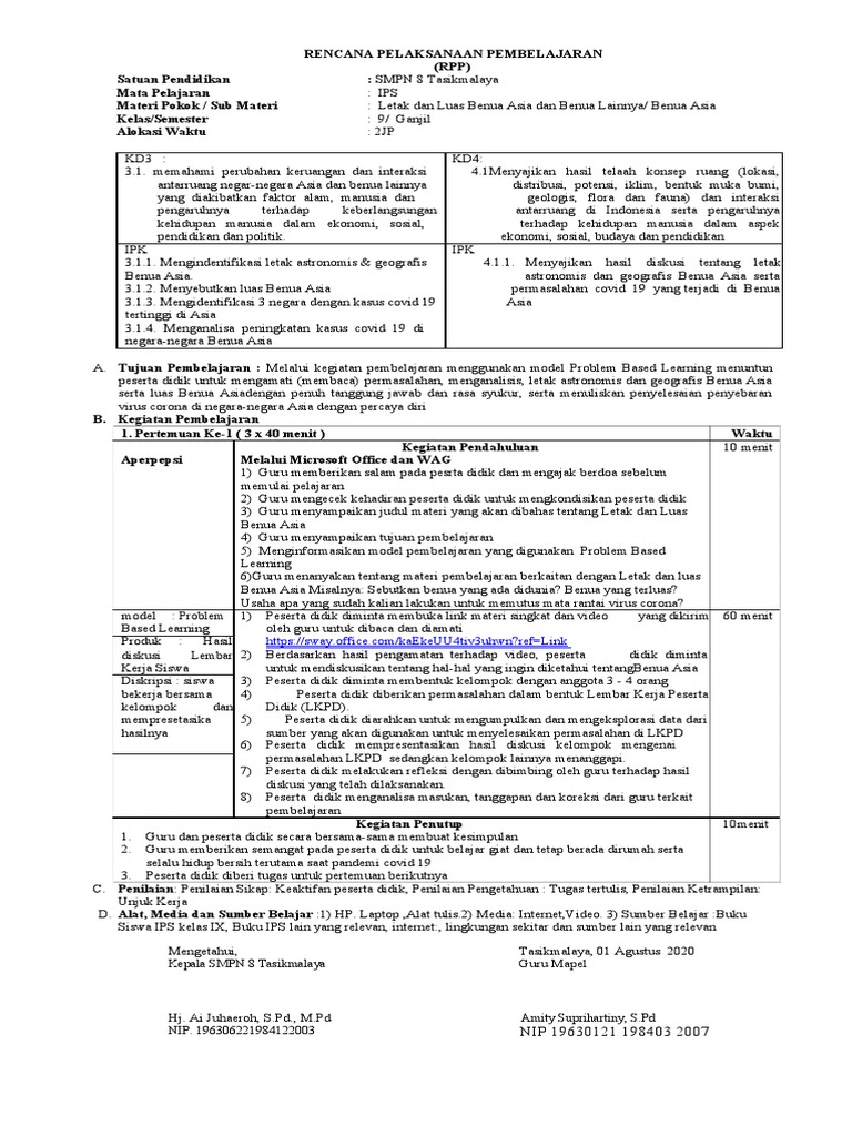 RPP KLS-9 - lETAK DAN lUAS bENUA aSIA | PDF