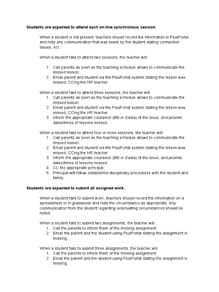 Students Are Expected To Attend Each On-Line Synchronous Session | PDF ...