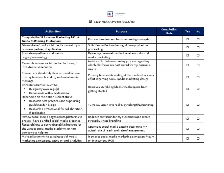 Action Item Purpose Completion Date Yes No: Guide To Winning Customers ...