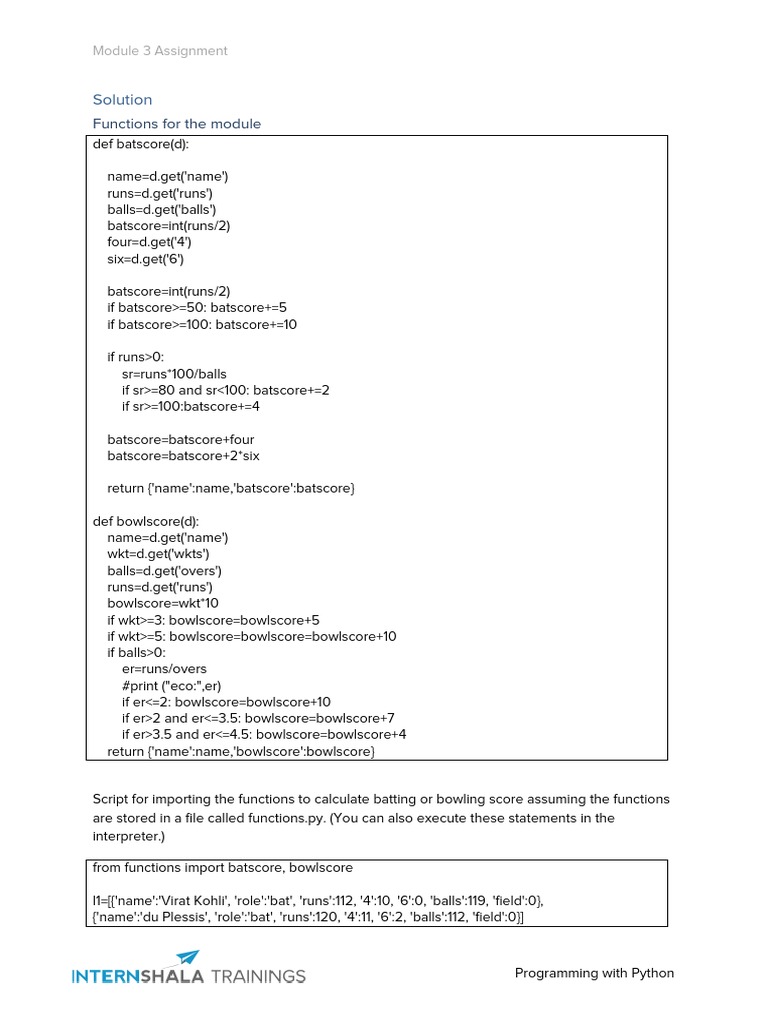 Solution: Functions For The Module | PDF