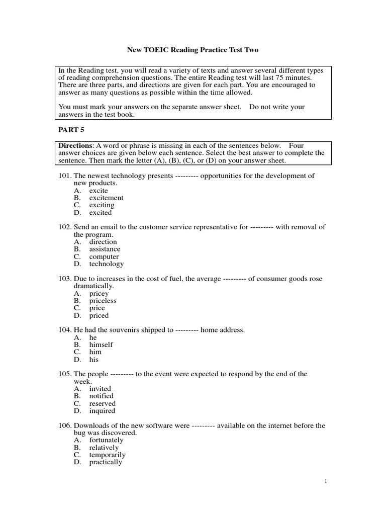 TOEIC Reading Practice Test 2 | PDF | Water Heating | Business