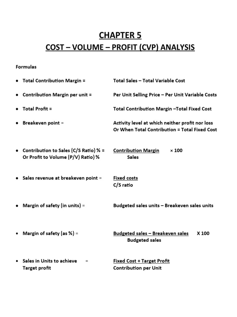 Chapter 5, CVP Analysis | PDF | Income Statement | Microeconomics