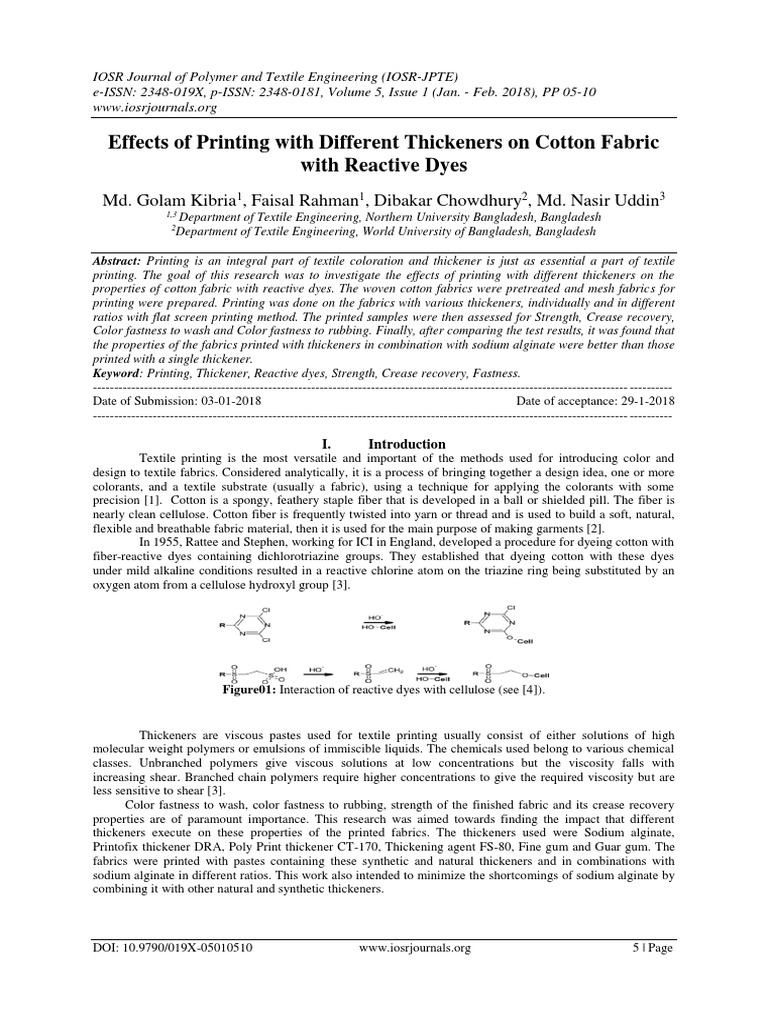 Effects of Printing With Different Thick PDF | PDF | Textiles | Dye