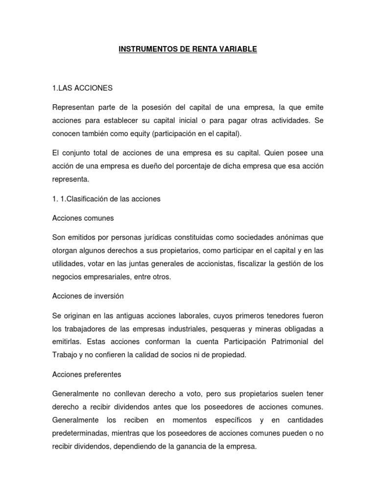 Instrumentos de Renta Variable 3 | PDF | Fondo de inversion | Compartir ...