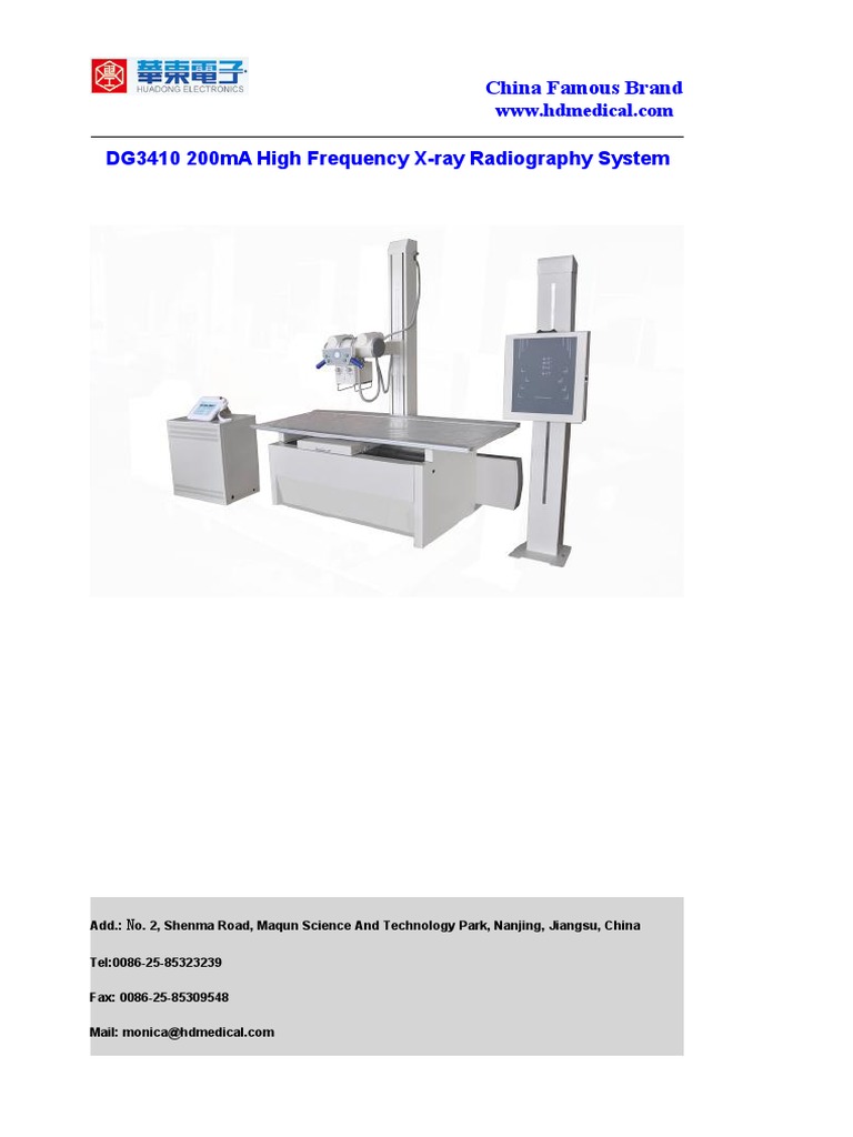 200ma High Frequency X-Ray Radiography System | PDF | Vacuum Tube | X Ray