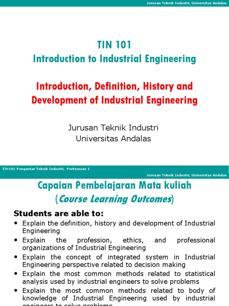 Introduction to Industrial Engineering Course | PDF | Industrial ...