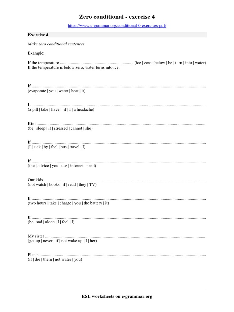 Zero Conditional Exercises Worksheet | PDF | Determinants Of Health ...