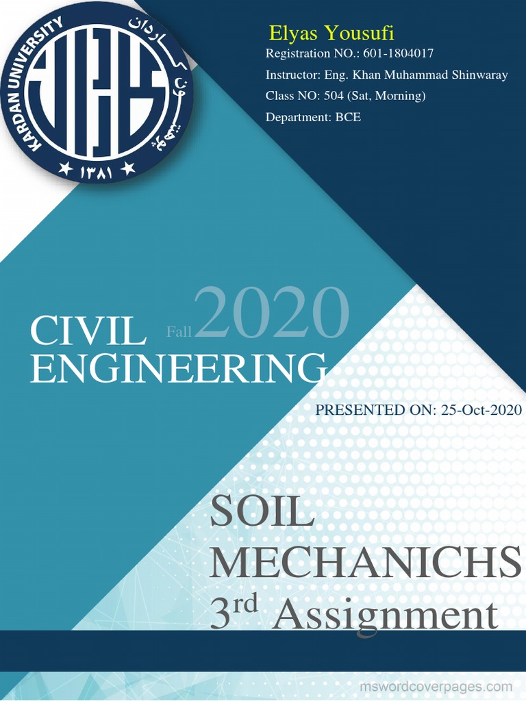Civil Engineering: Soil Mechanichs 3 Assignment | PDF | Soil Science ...