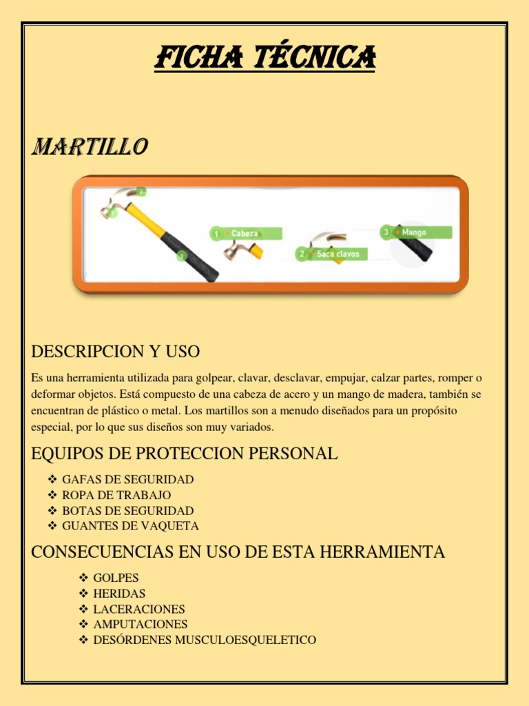 Ficha Técnica Martillo | PDF | Martillo | Herramientas