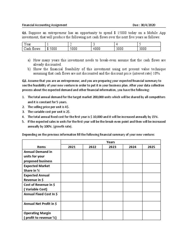 Financial Accounting Assignment | PDF | Expense | Income Statement