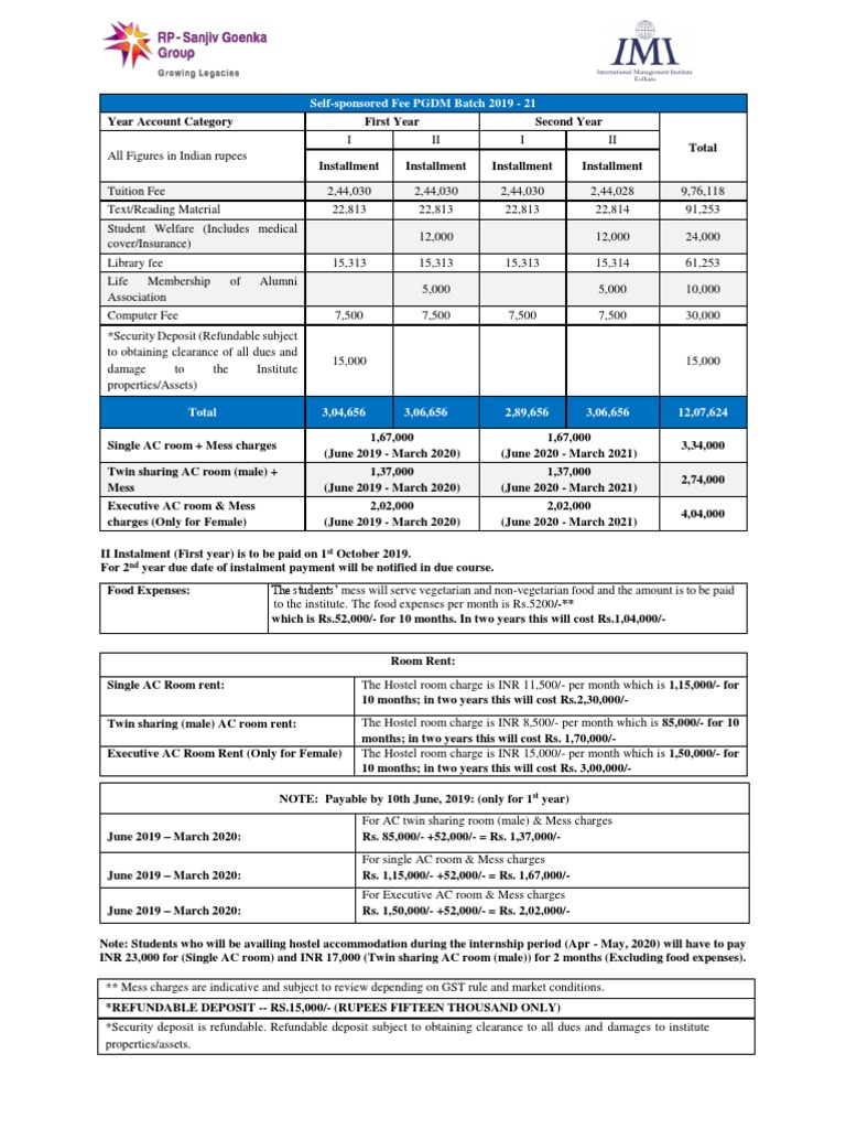 Original Fee Structure Pdf Fee Renting