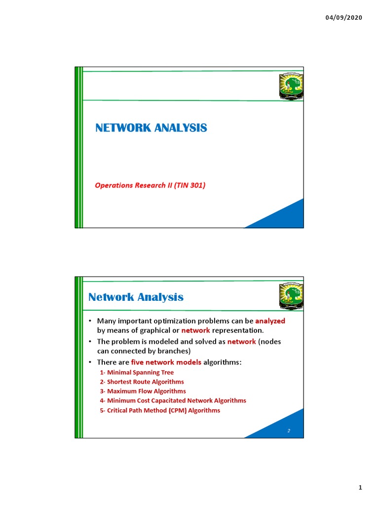 03 - OR2 - Network Analysis (Shortest Route Problem, Minimum Cost Flow ...