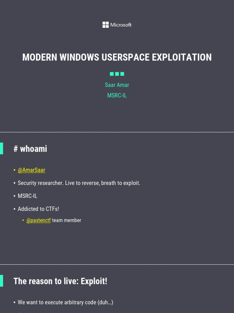 MODERN WINDOWS EXPLOITATION TECHNIQUES ACROSS OS VERSIONS | PDF ...
