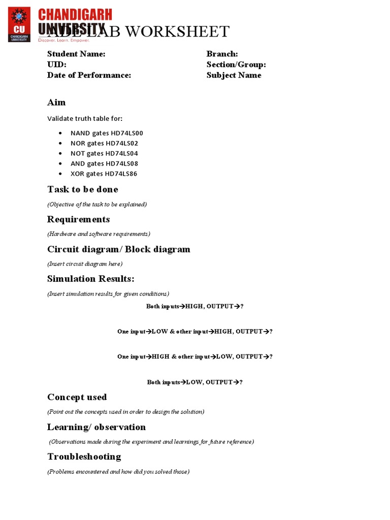 Ade Lab Worksheet: Student Name: Uid: Date of Performance: Branch: Section/Group: Subject Name | PDF