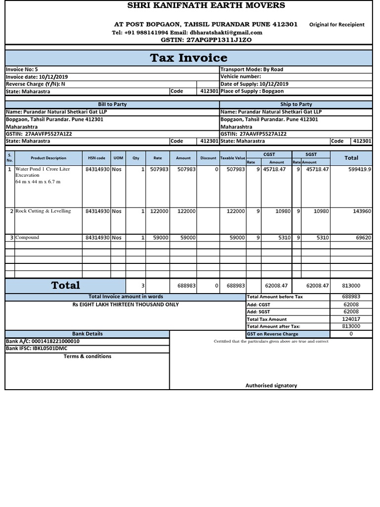 Water Pond Invoice PDF | Download Free PDF | Government Finances | Taxes