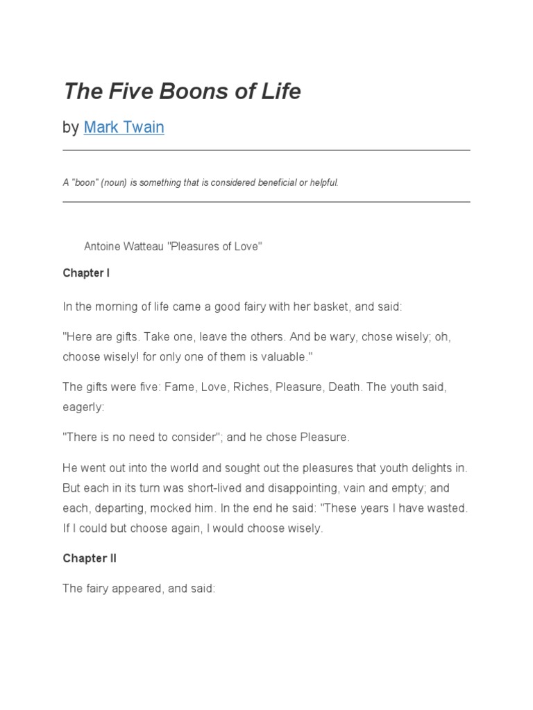 The Five Boons of Life | PDF
