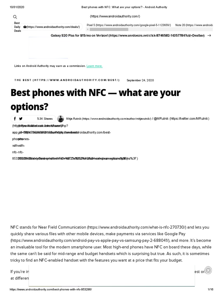 Best Phones With NFC - What Are Your Options - Android Authority | PDF ...