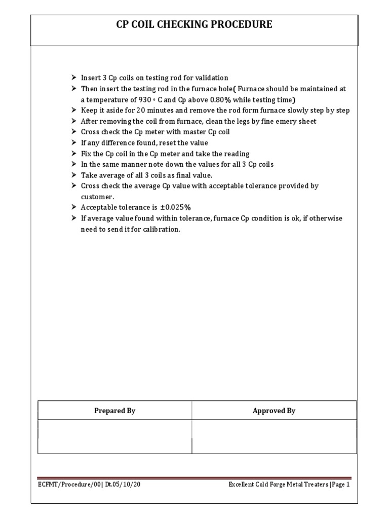 CP Coil Checking Procedure | PDF