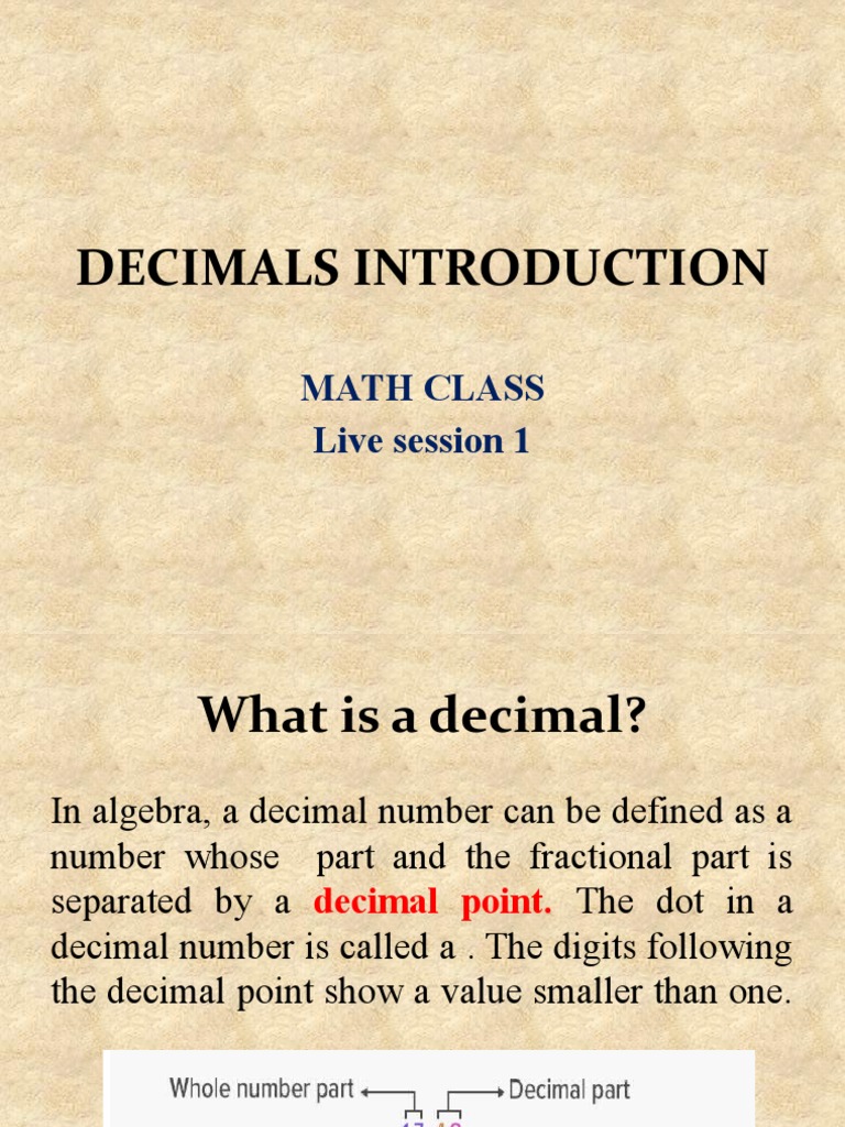 Decimals Introduction: Math Class Live Session 1 | PDF