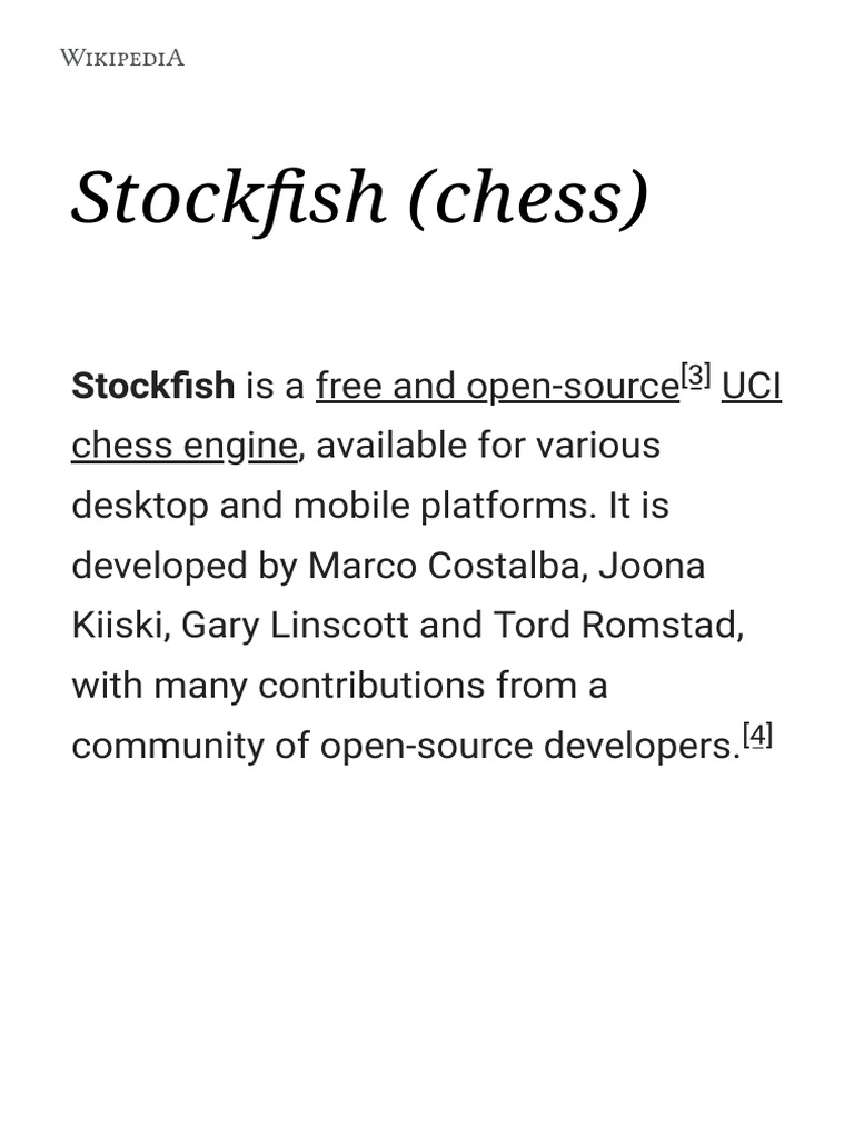 Stockfish (Chess) - Wikipedia | PDF | Electronic Games | Computing