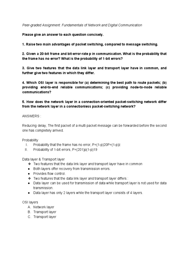 Week 5 Fundamentals of Network Communication PDF | PDF | Packet ...