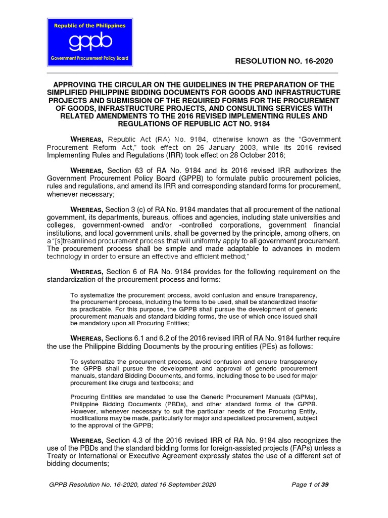 GPPB Resolution No. 16-2020 | PDF | Notary Public | Taxes