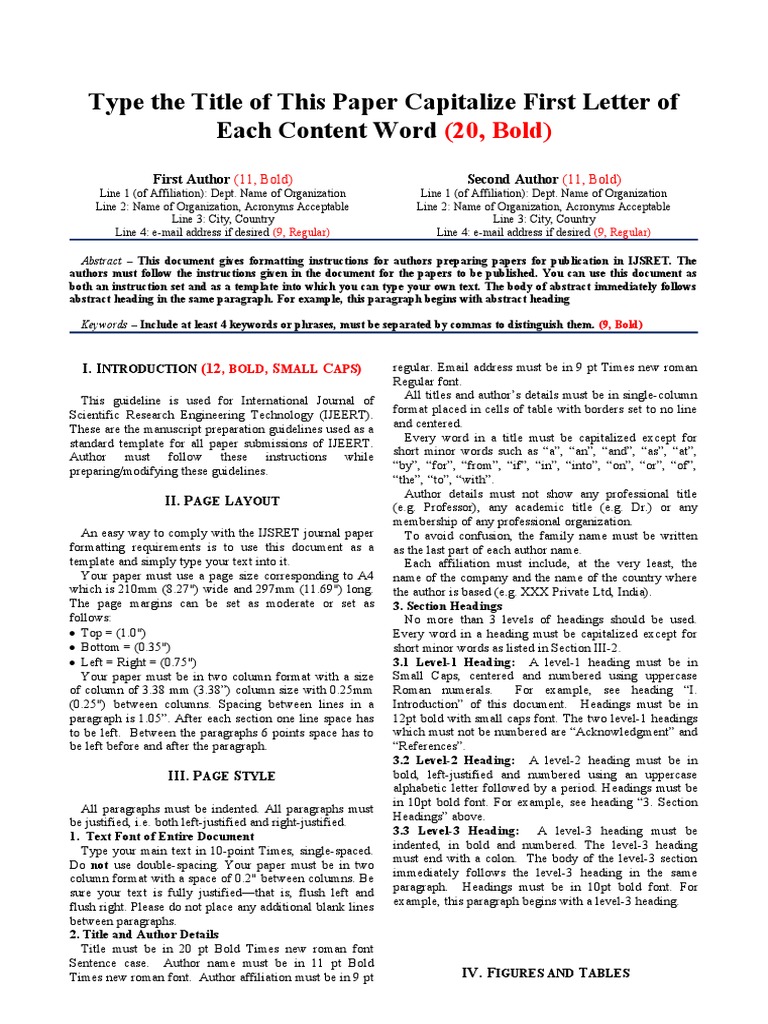 IJSRET - Paper Template | PDF | Paragraph | Design