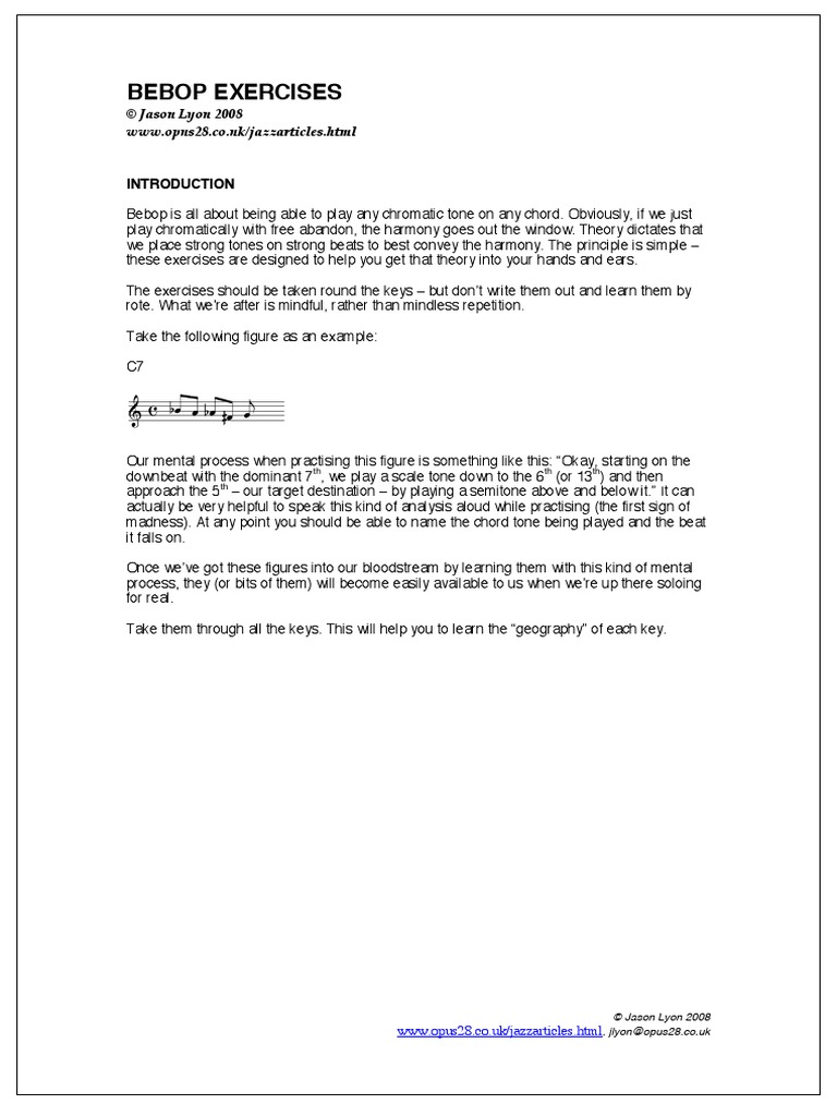 Bebop Exercises ENCLOSURES PDF | PDF