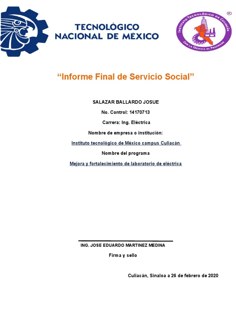 Informe Final Servicio Social | PDF | Laboratorios | Business
