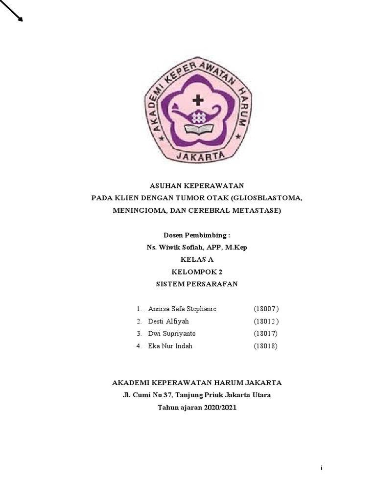 ASKEP TUMOR OTAK KELOMPOK 2 Kelas 3A | PDF