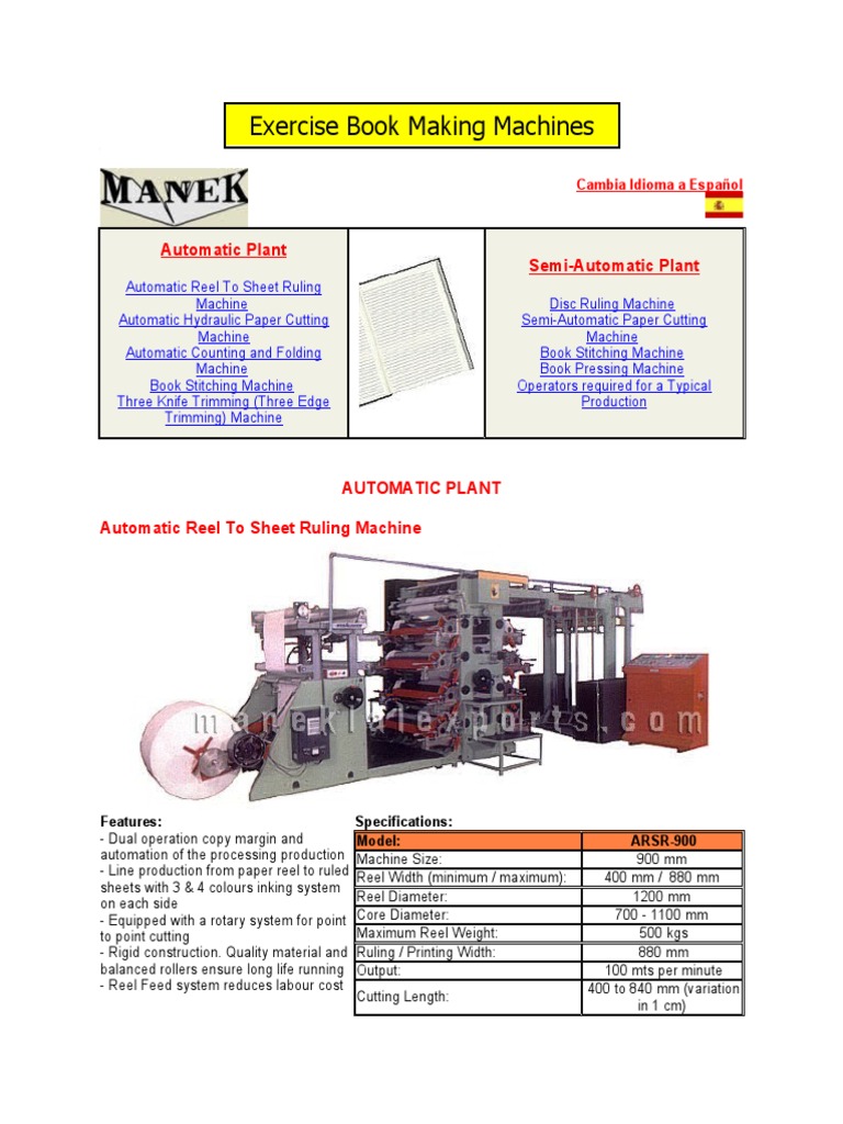 Exercise Book Manufacturing Machines | PDF | Sheet Metal | Paper