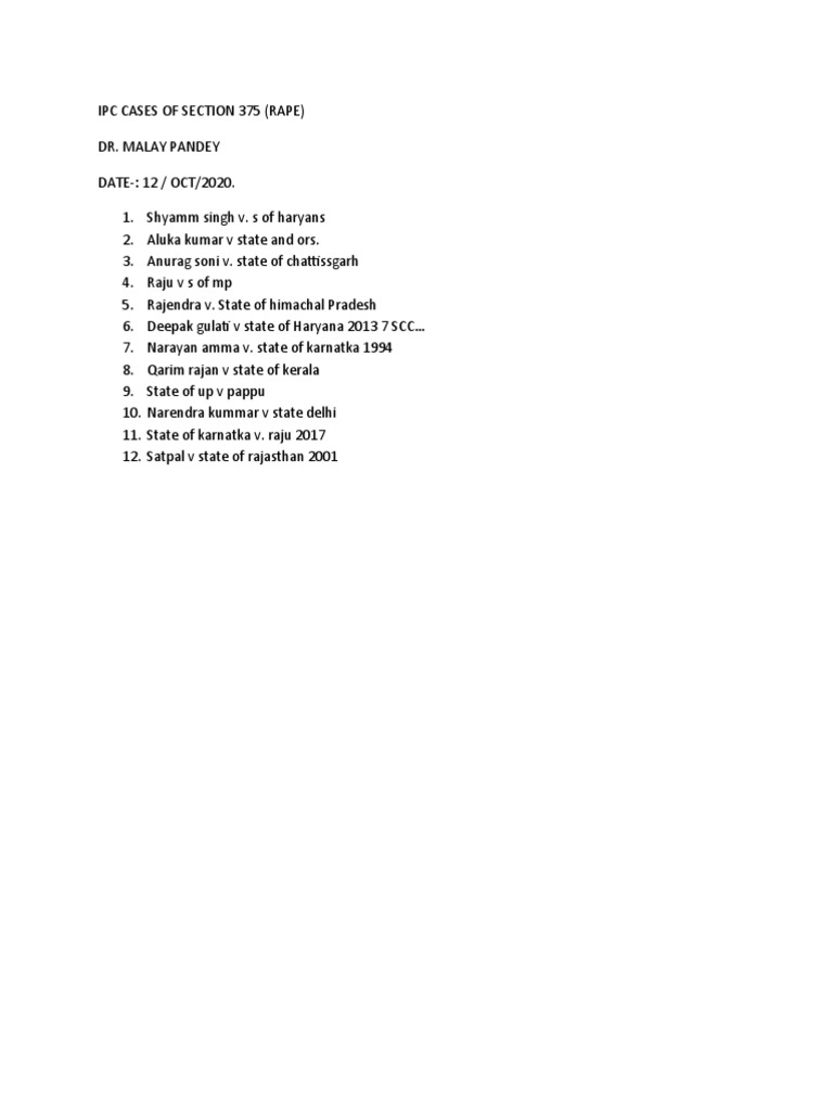 Ipc Cases of Section 375 | PDF