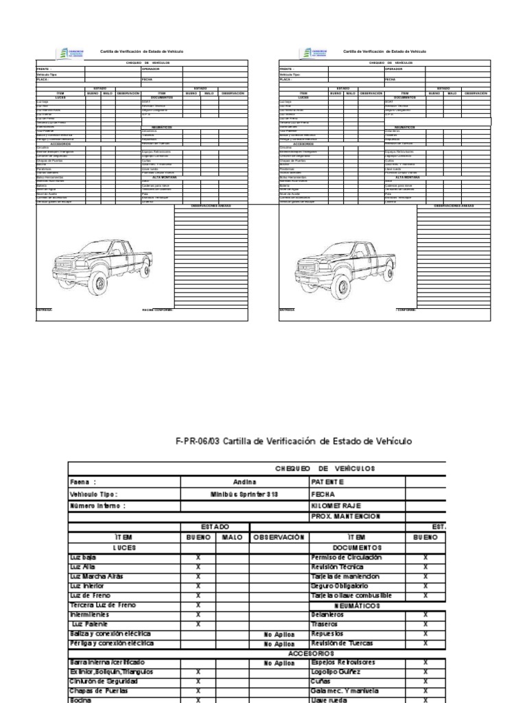 Check List de Recepción de Vehículos | PDF | Industria automotriz ...