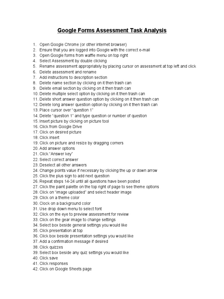 Google Forms Assessment Setup Guide | PDF | Computing | Software