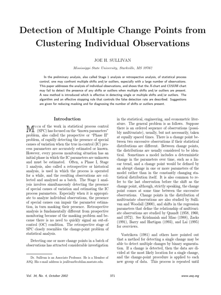 Detection of Multiple Change Points From Clustering Individual Observations | PDF | Akaike ...