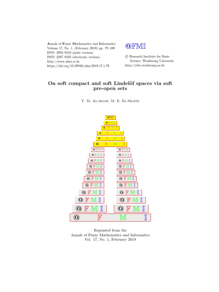 Soft Pre Compact Spaces | PDF | Compact Space | Topology