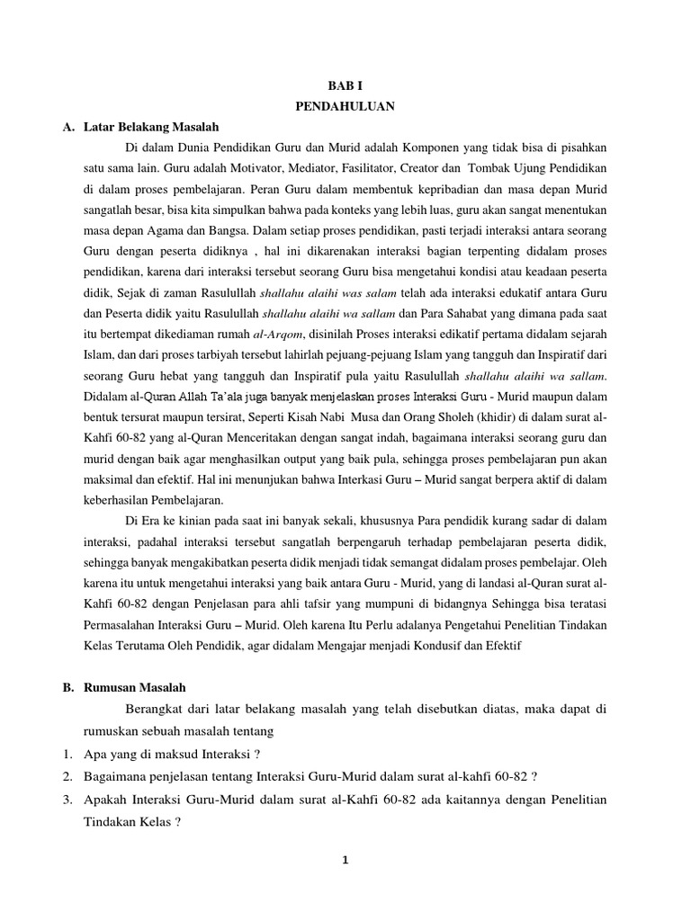 PTK - Makalah Kel III Interaksi Guru Murid Tafsir Tematik Analisis Surat Al Kahfi 60 82 | PDF