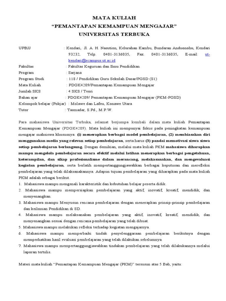 Materi Tutorial Mata Kuliah PKM 2020.2 - Pertemuan Pertama | PDF