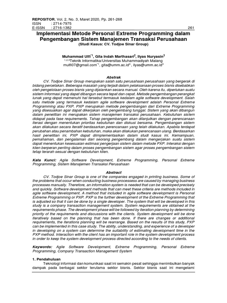 Implementasi Metode Personal Extreme Programming D PDF | PDF