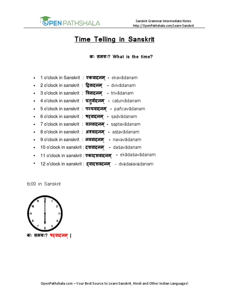 OP Time Telling in Sanskrit 2 | PDF