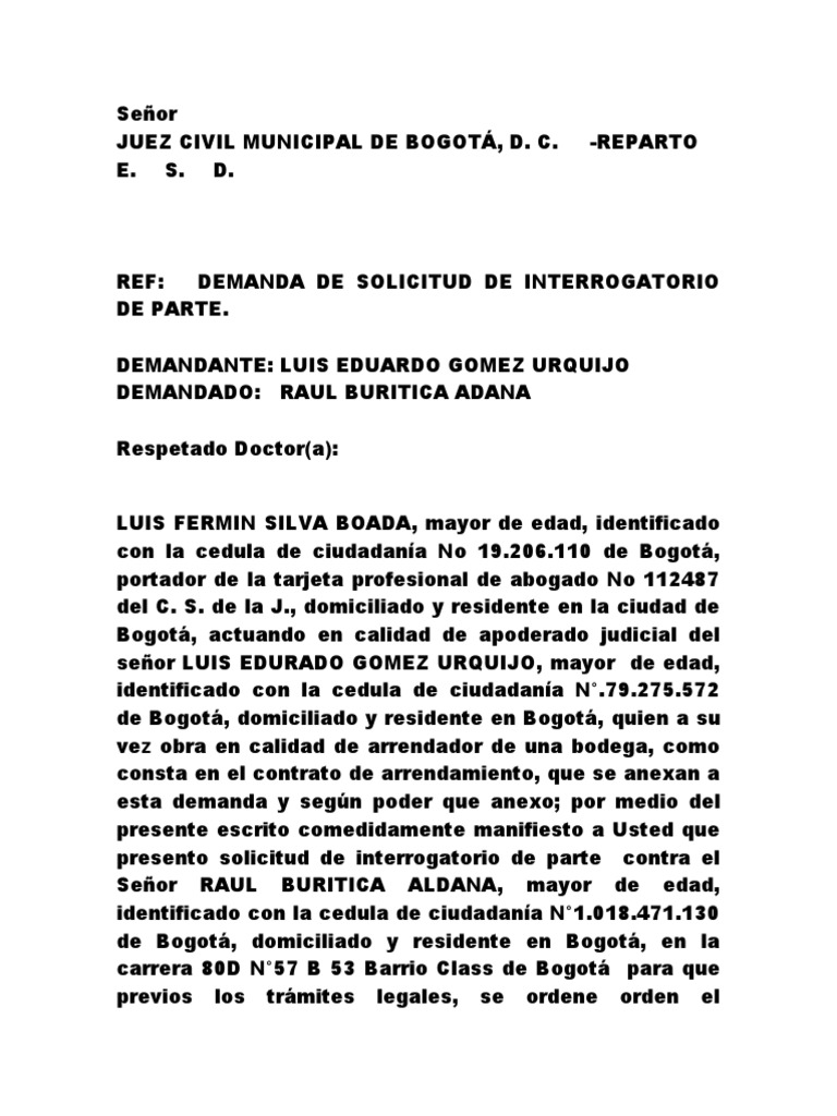 Interrogatorio de Parte | PDF | Ley procesal | Ley común